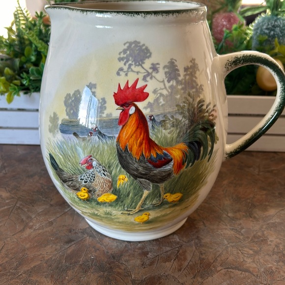 Dining | Vintage Hand Crafted Rooster And Family Pitcher | Poshmark